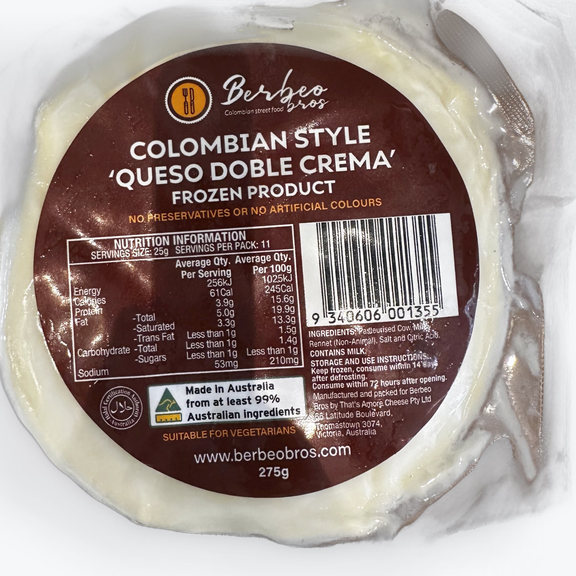 Frozen Colombian Style Queso Doble Crema BERBEO 275g. | Mistura Latin ...